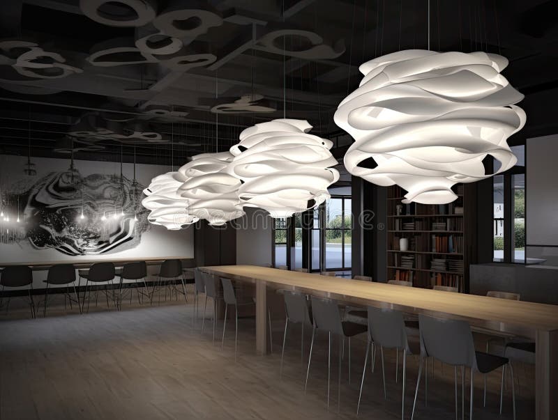 Atmospheric Kinetic Pendant Lamp Installation (AI Generated) Stock ...