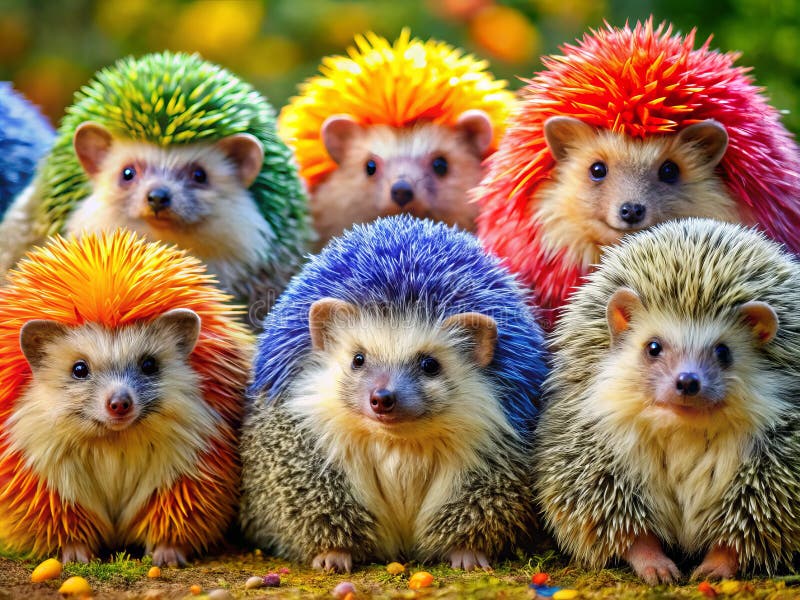 Captivating Creatures: a Vibrant Display of Rounded Furry Forms Stock ...