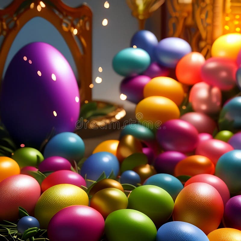 Electric Easter Egg Hunt - AI Generated Illustration Stock Illustration ...