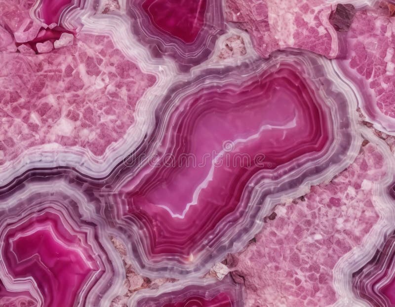 Behold the Mesmerizing Patterns of a Pink Agate Mineral Stone, Showcasing Layers of Vibrant ...