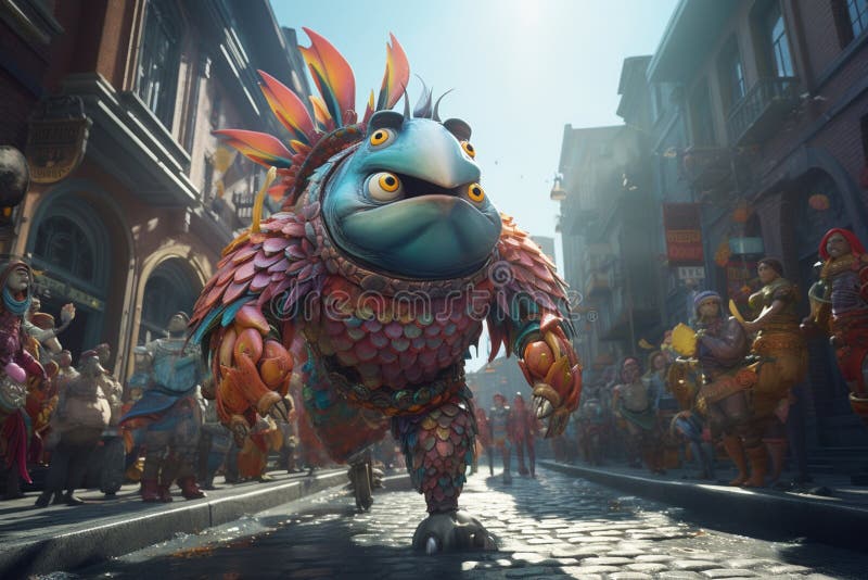 Witness a Parade of Fantastical Creatures Stock Illustration ...