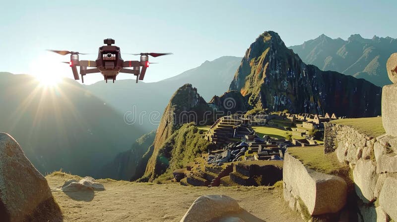 Behold the Stunning Panorama of a Drone Hovering Above the Stock Image ...