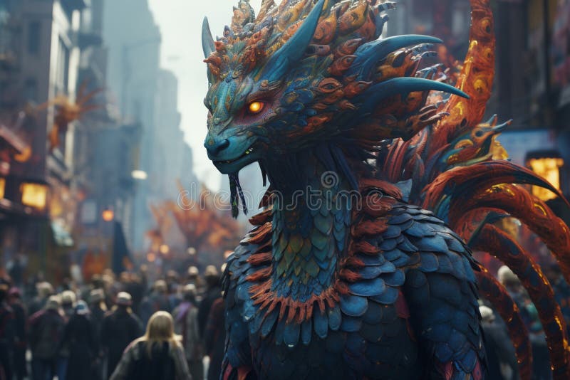 Witness a Parade of Fantastical Creatures Stock Illustration ...