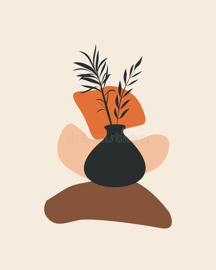 Beige Abstract Plant Canvas Print Stock Illustration - Illustration of ...