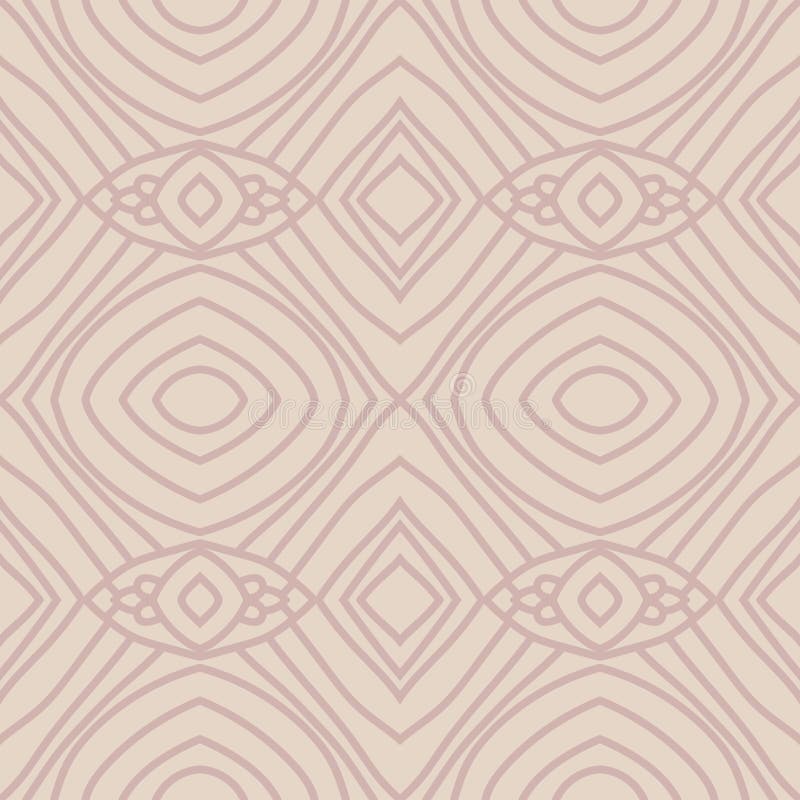 Beige Abstract Seamless Pattern with Linear Hand Drawn Ornament. Stock ...