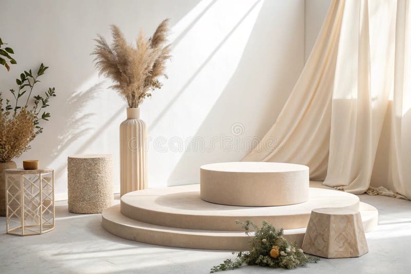 Luxury Beige Abstract Table Platform for Product Mockup Stock ...
