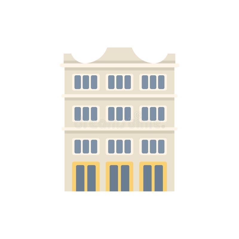 Beige Apartment Building with Shops on First Floor Icon Stock Vector ...