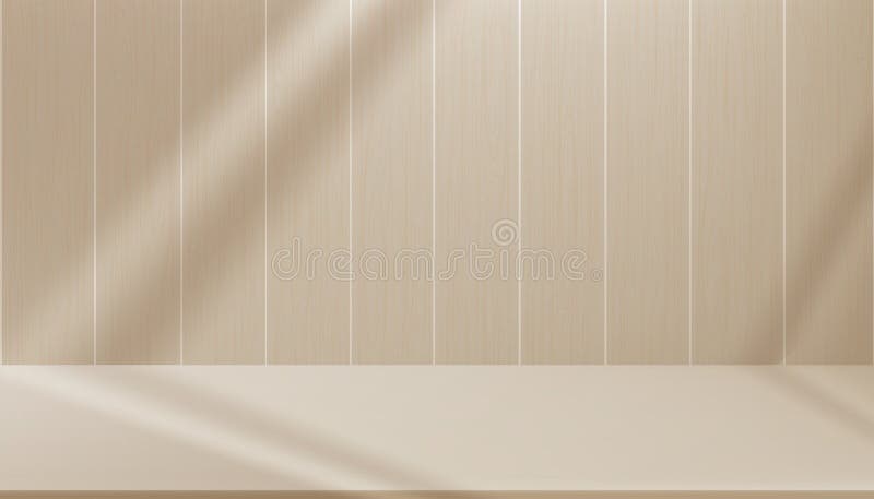 Beige Background,Empty Studio Wood Wall Room and Podium with Light ...