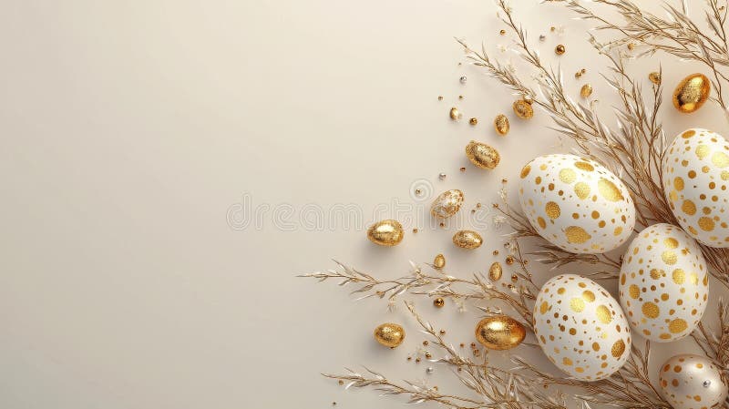 A Beige Background Provides a Subtle Setting for Elegant Gold Easter ...