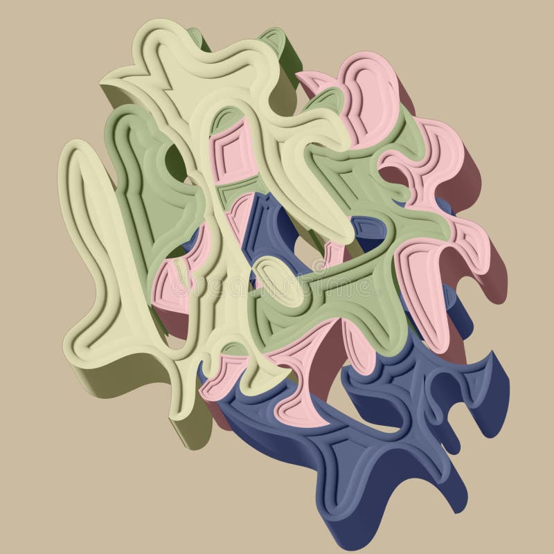 On a Beige Background There are Colored Three-dimensional Elements.3d ...