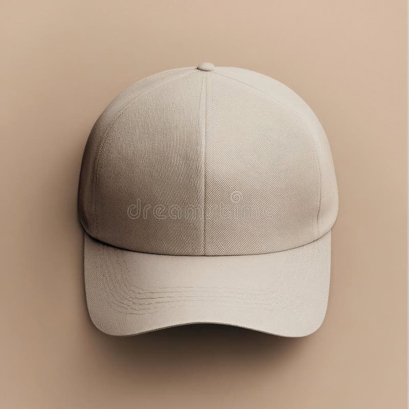 Beige Baseball Cap Mockup on Tan Background Stock Illustration ...