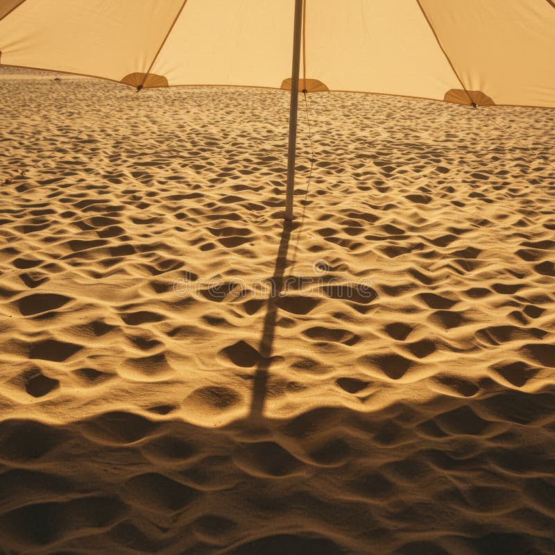 Beige Beach Umbrella Shadow on Golden Sand Stock Illustration ...