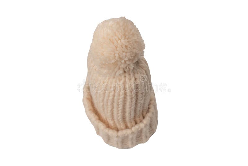 Beige Beanie Hat with Isolated on a White Background Stock Image ...