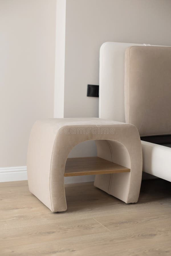 Beige Bedside Table in a Modern Interior Stock Image - Image of lagurus ...