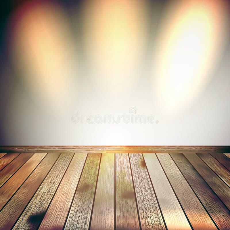 Beige Wall with Spot Lights Wooden Floor. EPS 10 Stock Vector ...