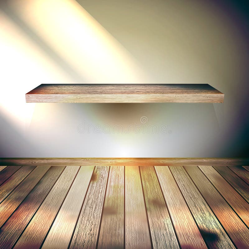 Beige Wall with Spot Lights Wooden Floor. EPS 10 Stock Vector ...