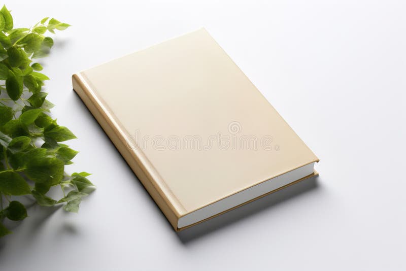 A Beige Book Cover Mockup Isolated on White Background. Stock ...