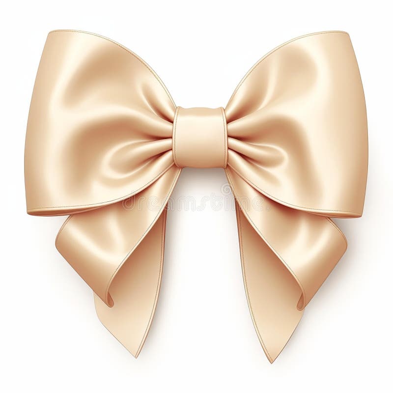 Beige Bow and Ribbon on a Pristine White Background, Ai Generated Stock ...