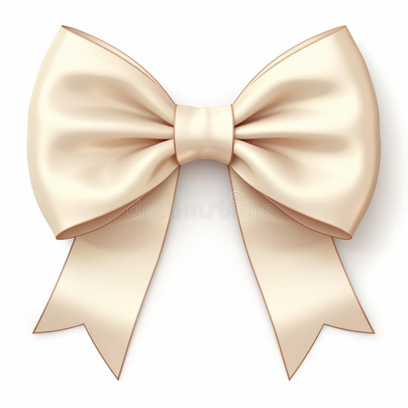 Beige Bow and Ribbon on a Pristine White Background, Ai Generated Stock ...