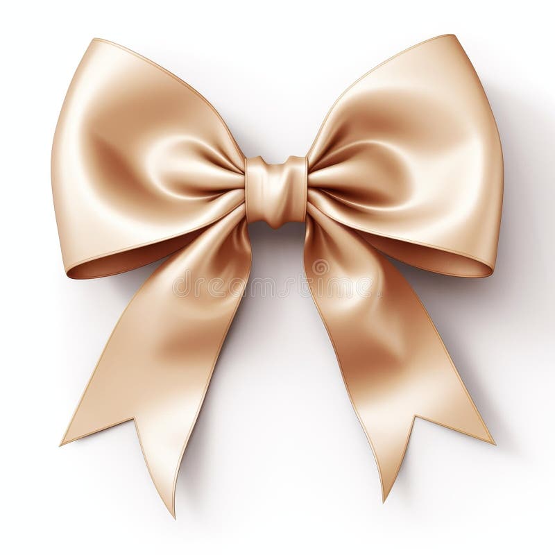 Beige Bow and Ribbon on a Pristine White Background, Ai Generated Stock ...