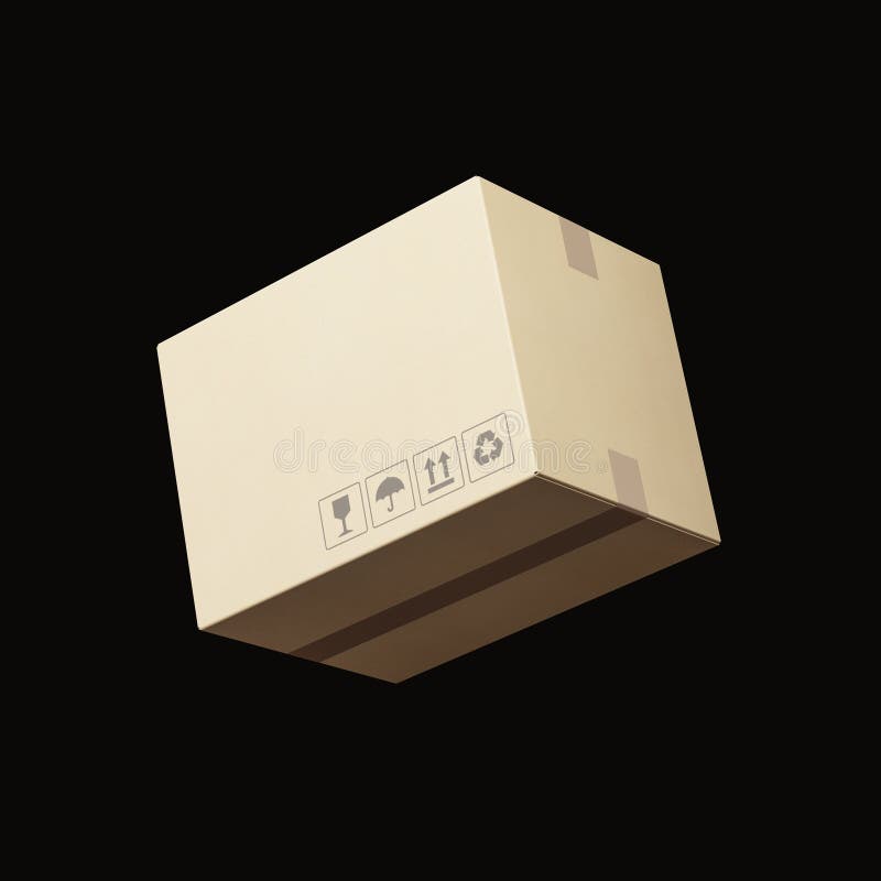 Beige Box or Parcel Made of Recyclable Cardboard with Signs Hanging or ...