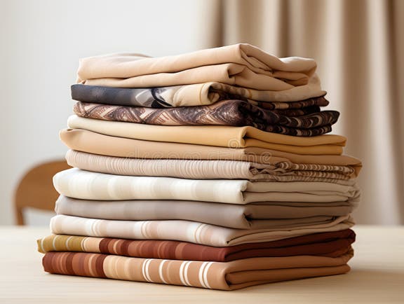 Beige, Brown, Grey & Cream Fabric Stack for Home Decor Stock ...