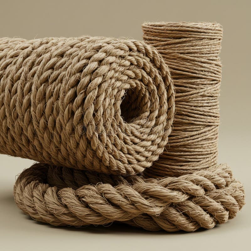Beige and Brown Rolled Rope and Twine Studio Shot Stock Illustration ...