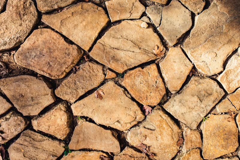 Beige, Brown Stone Surface. the Texture of the Stone Floor. Road Paved ...
