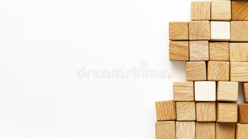 Beige and Brown Wooden Blocks Pixel Pattern on White Background Stock ...