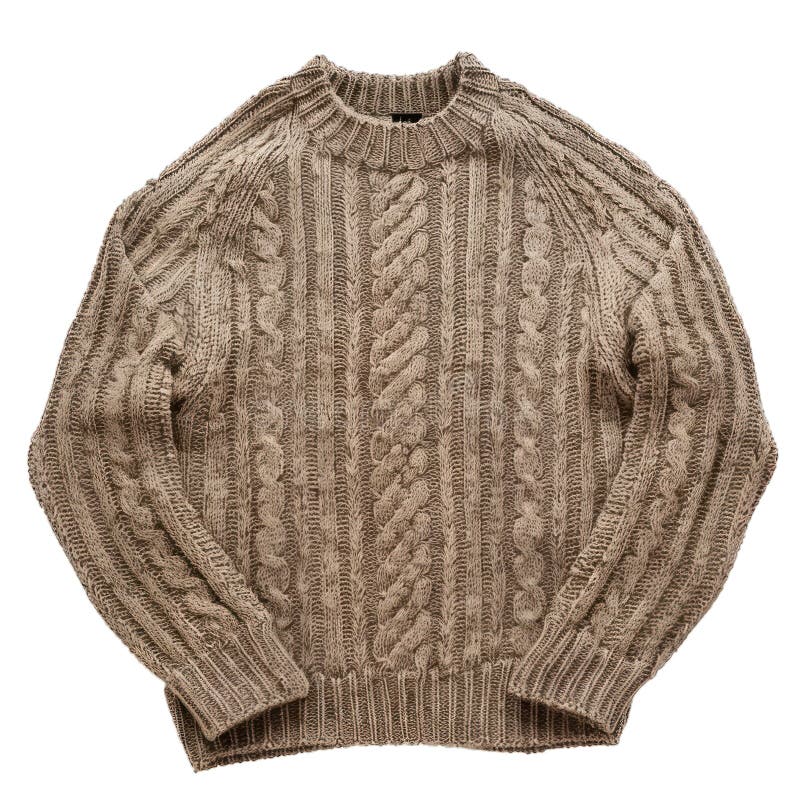 Beige Cable Knit Wool Sweater Isolated White Background Stock Photos ...