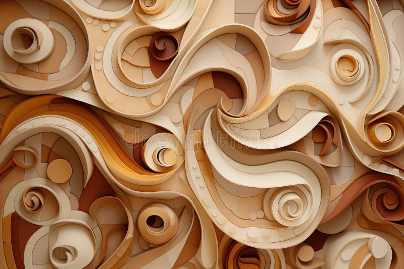 Beige and Caramel Swirls in a Mesmerizing 3D Pattern, Perfect for ...