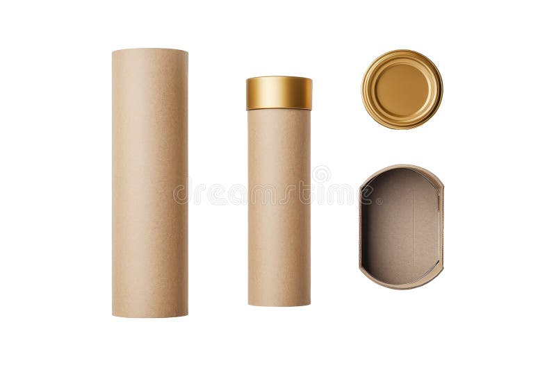 Beige Cardboard Box with Gold Lid and Removable Base Stock Image ...