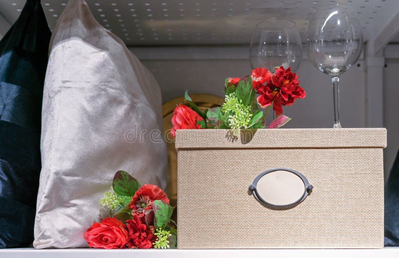 Beige Cardboard Box with a Lid for Storing Household Items Stock Photo ...