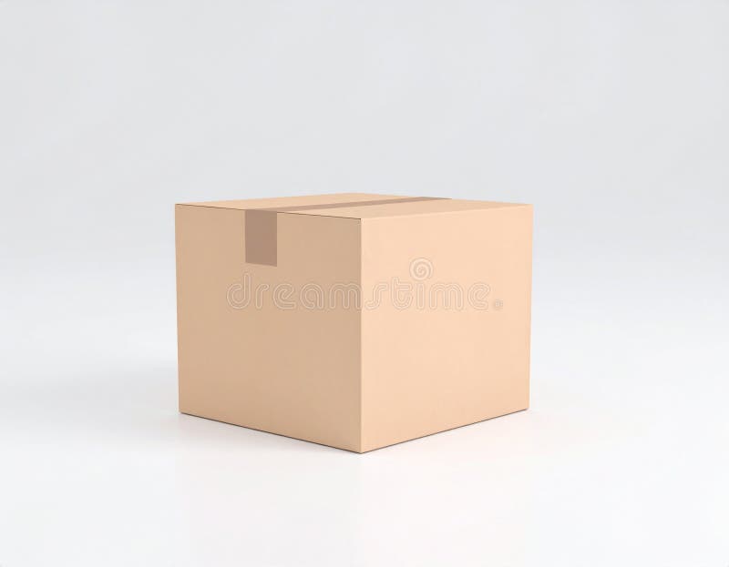 Beige Cardboard Box on White Background Stock Illustration ...