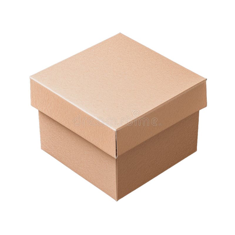 Beige Cardboard Gift Box with Lid on a Transparent Background Stock ...