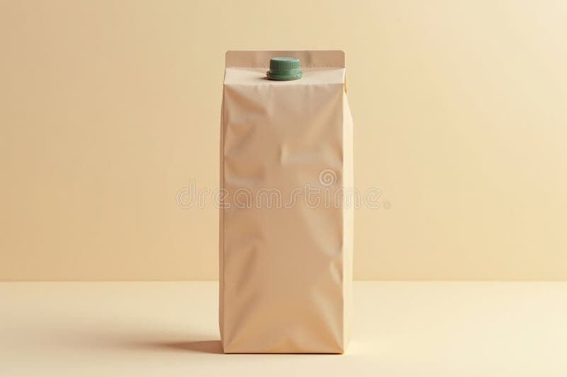 Beige Carton Container with Green Lid on Neutral Surface Stock ...
