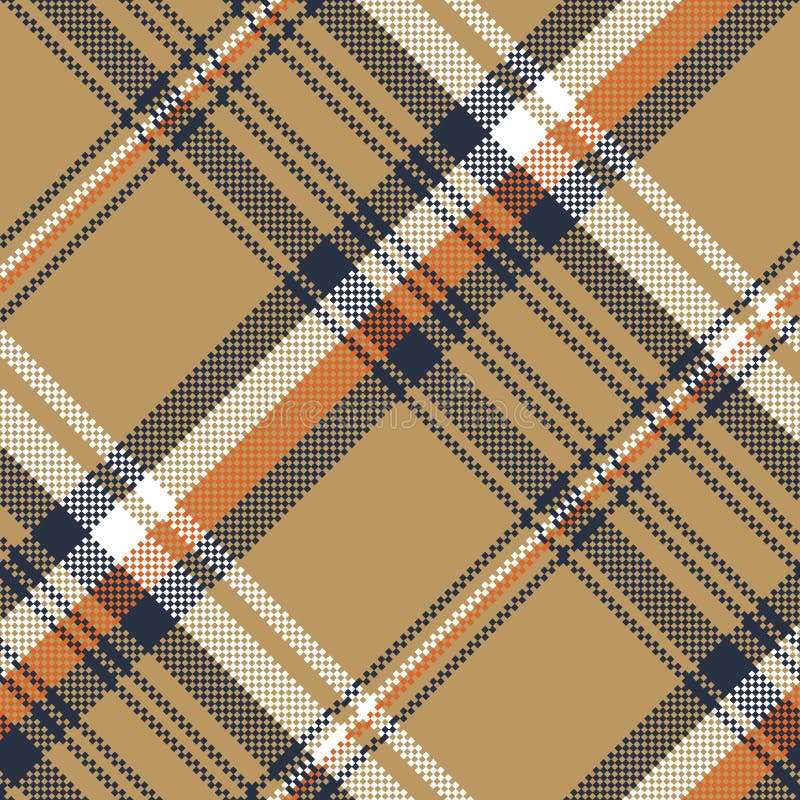 Beige Check Plaid Tartan Pixel Seamless Pattern Stock Vector ...