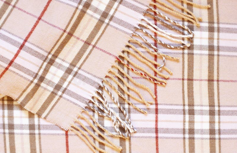 Beige Checkered Wool Fabric Scarf Texture. Stock Image - Image of ...