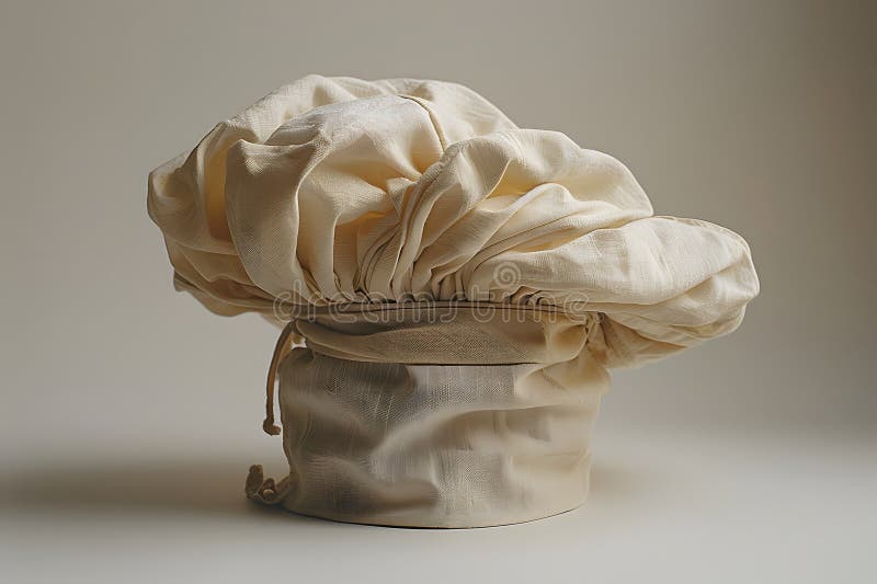 Elegant Beige Chef Hat with Drawstring on Neutral Background - Culinary ...
