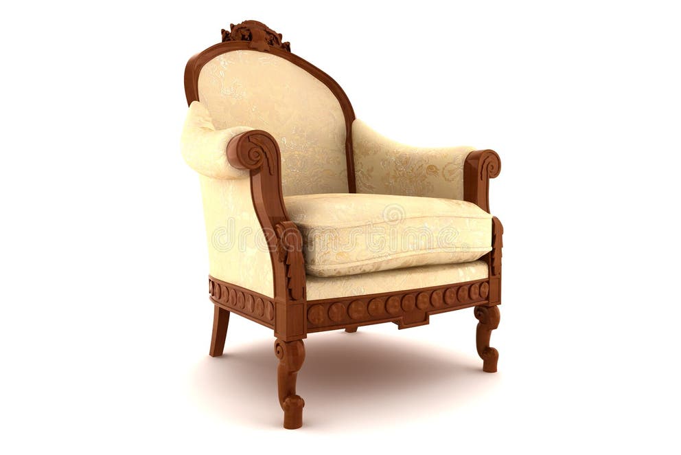 Beige Classic Armchair Isolated on White Stock Image - Image of ...
