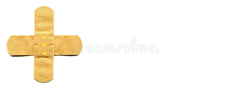 Beige Cloth Band Aid, Plus Sign Band-aid, Isolated on White Background ...