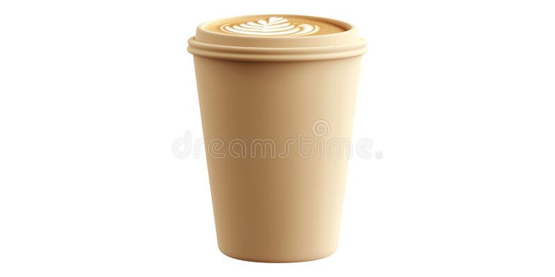 Beige Coffee Cup with Lid Isolated on Transparent Background. Stock ...