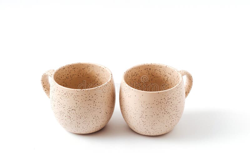 Beige Coffee Cups. View from Above Stock Photo - Image of clipping ...