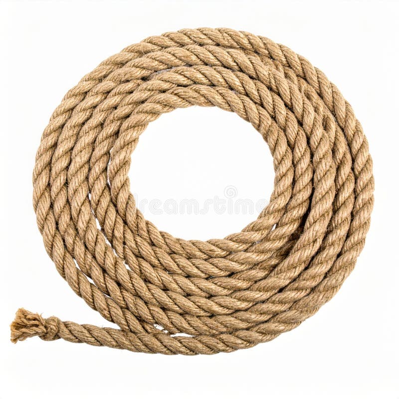 Beige Coiled Hemp Rope on White Background Stock Illustration ...