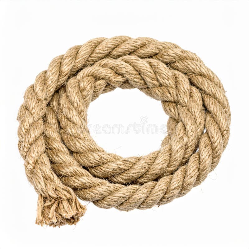 Beige Coiled Hemp Rope on White Background Stock Illustration ...