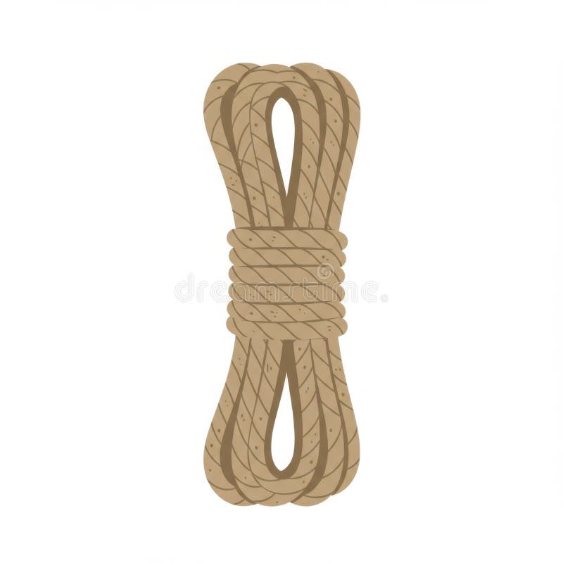 Beige Coiled Hemp Rope on White Background Stock Illustration ...