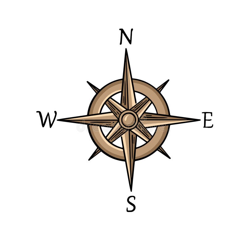 Beige Compass Arrow Symbol in Retro Style Stock Vector - Illustration ...
