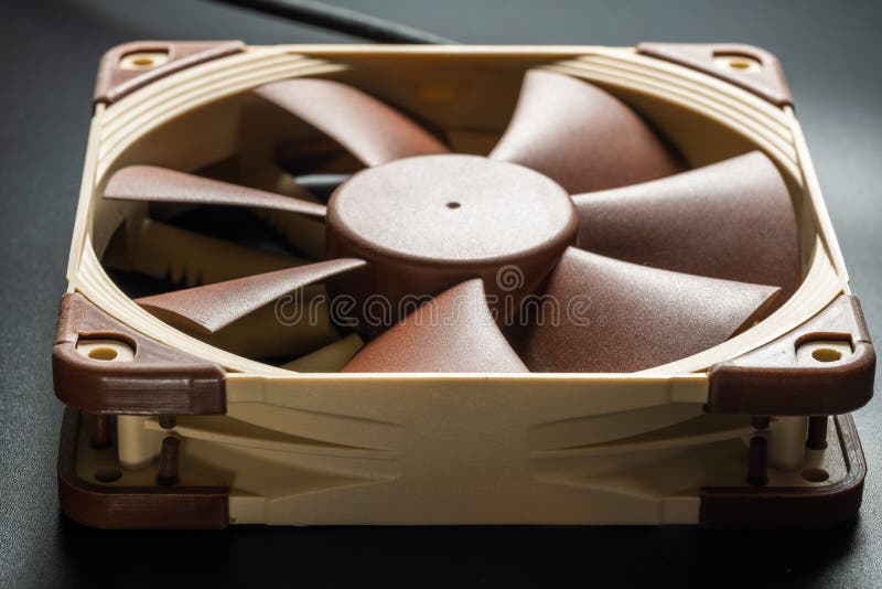 Beige Computer Cooler with Brown Fan Side View Stock Image - Image of ...
