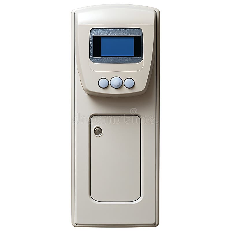 Beige Control Panel with LCD Screen and Buttons for Industrial or ...