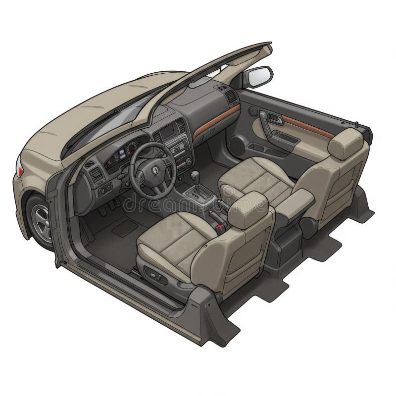 Beige Convertible Car Interior Design Stock Illustration - Illustration ...